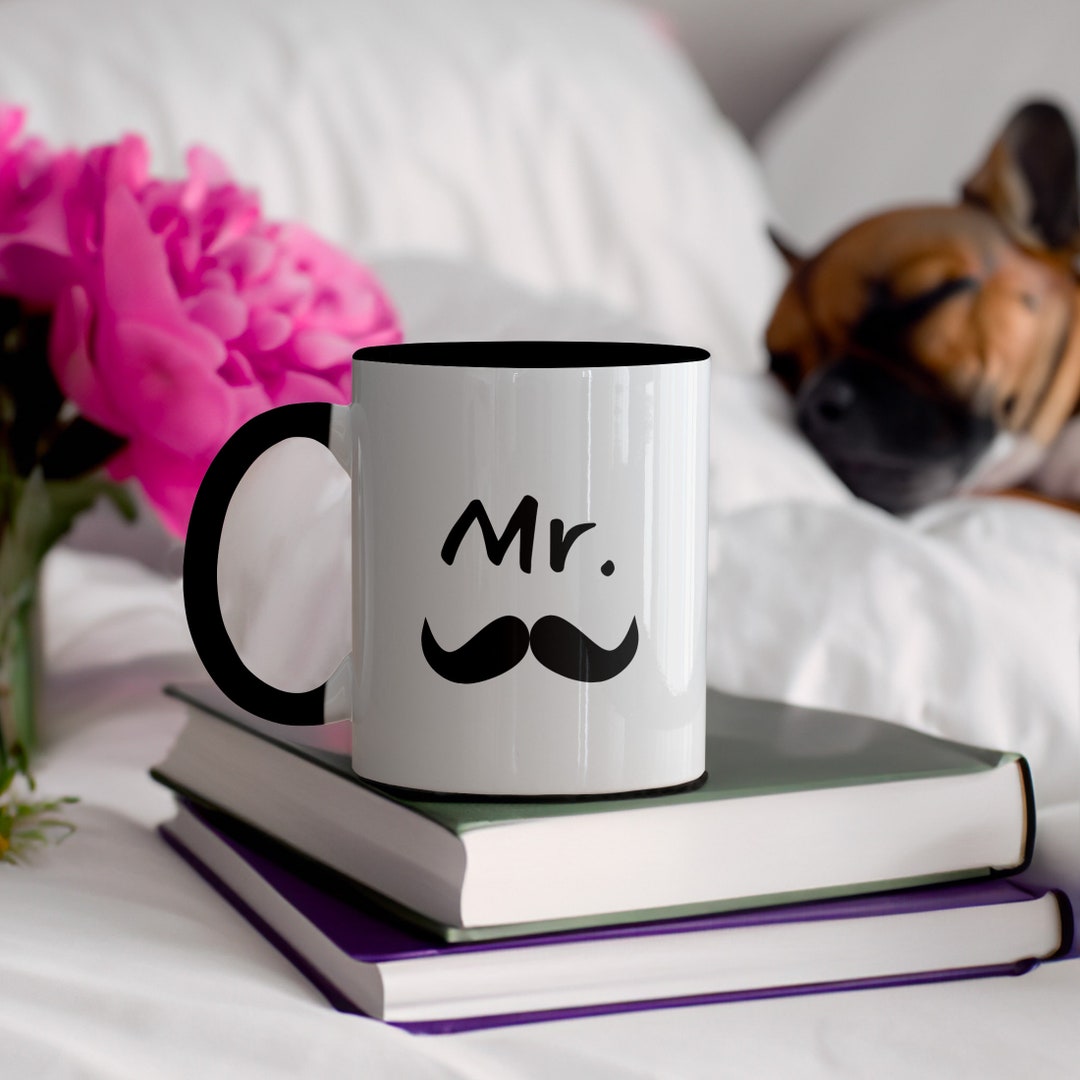 Mr Mustache Coffee Mug, Mr and Mrs Coffee Mug, Husband and Wife Mug ...