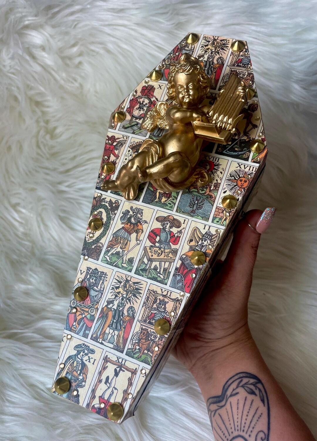 Coffin Box With Vintage Cherub and Tarot Print - Etsy