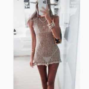 Ecru Linen Mini Dress Sheer Backless Beach Sundress Etsy 1237