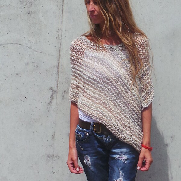 Hand Knit Poncho - Etsy