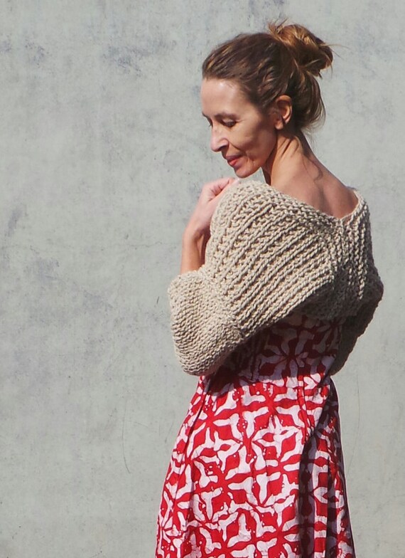 Shrug Beige Fawn Shrug Short Sleeved Alpaca Mix Fawn Bolero | Etsy