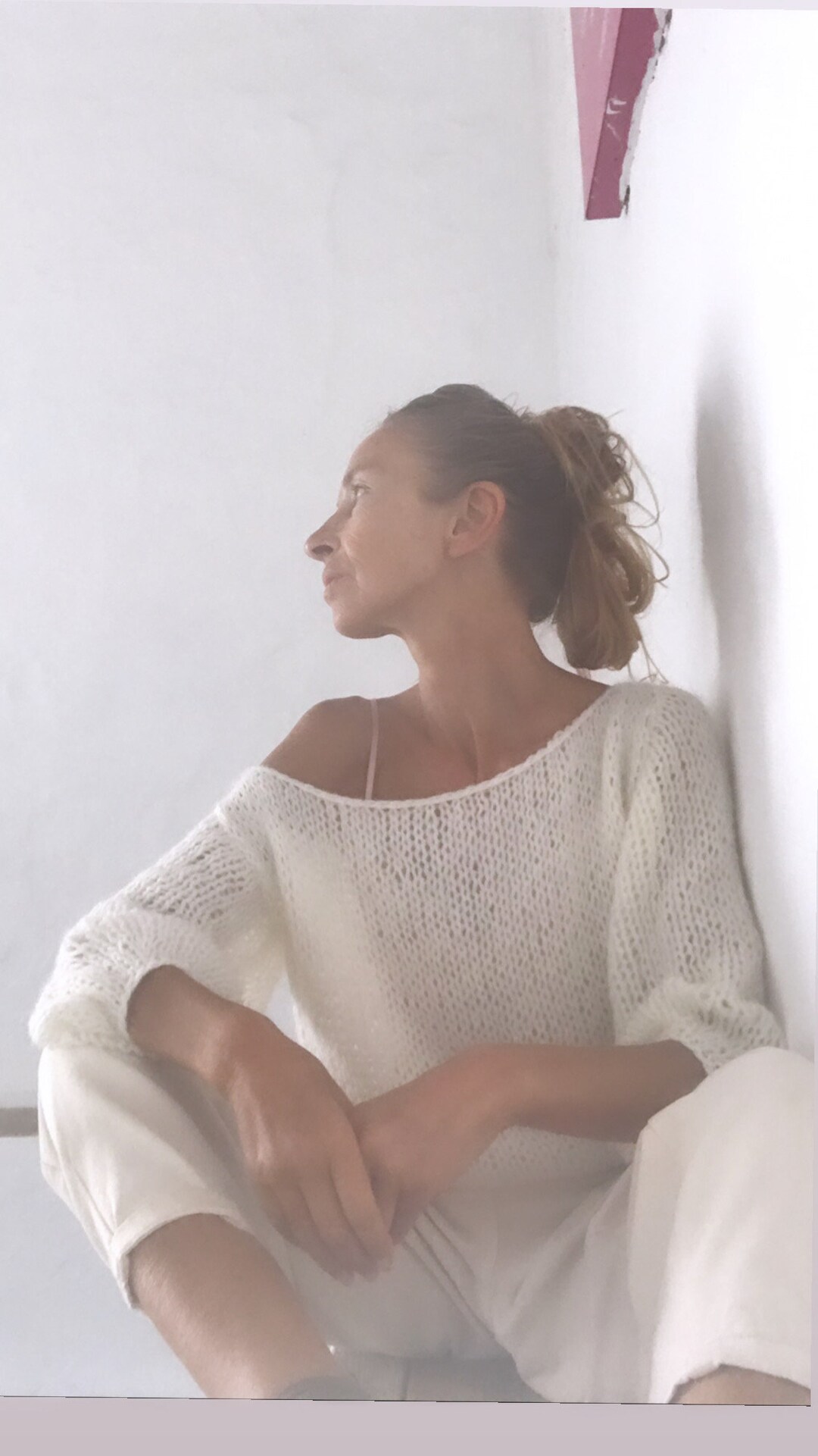 Ivory White Puff Sleeve Sweater, Lightweight Alpaca Summer Sweater ...