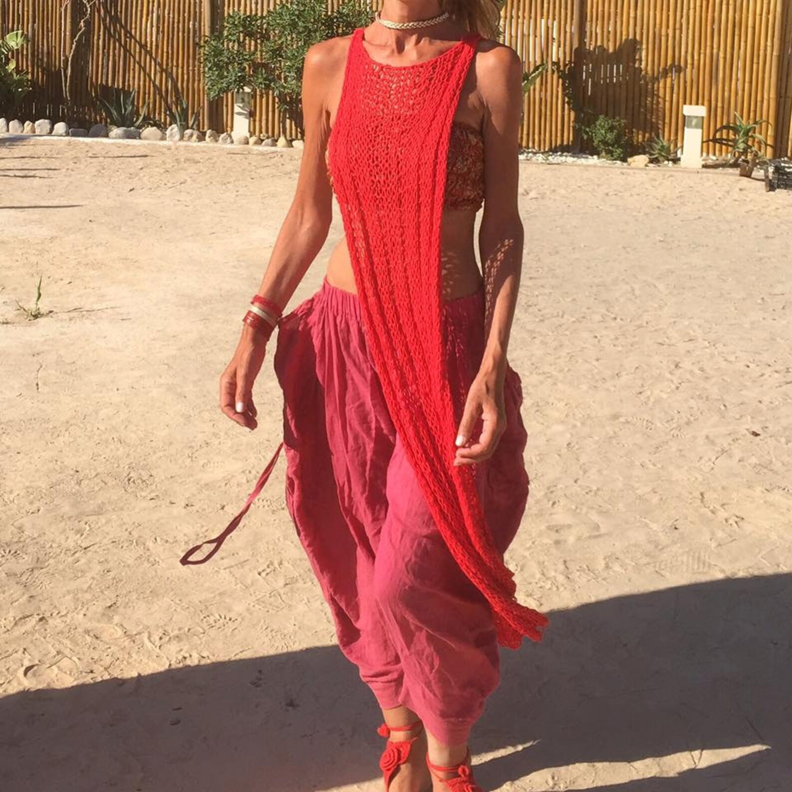 Red Tunic red tribal vest tunic beach cover up long vest | Etsy