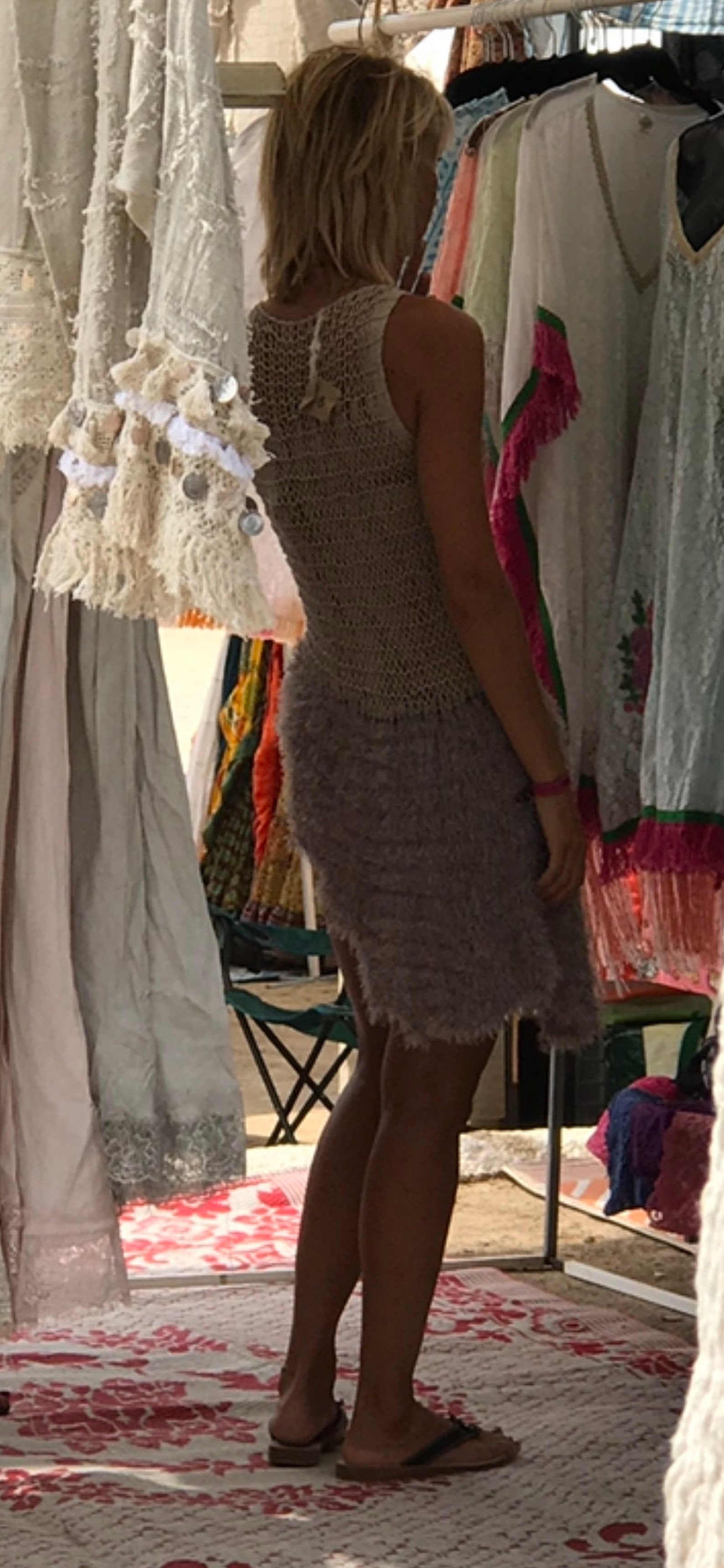 Beige Faux Fur Dress, Linen Beach Wear, Sheer Knit - Etsy