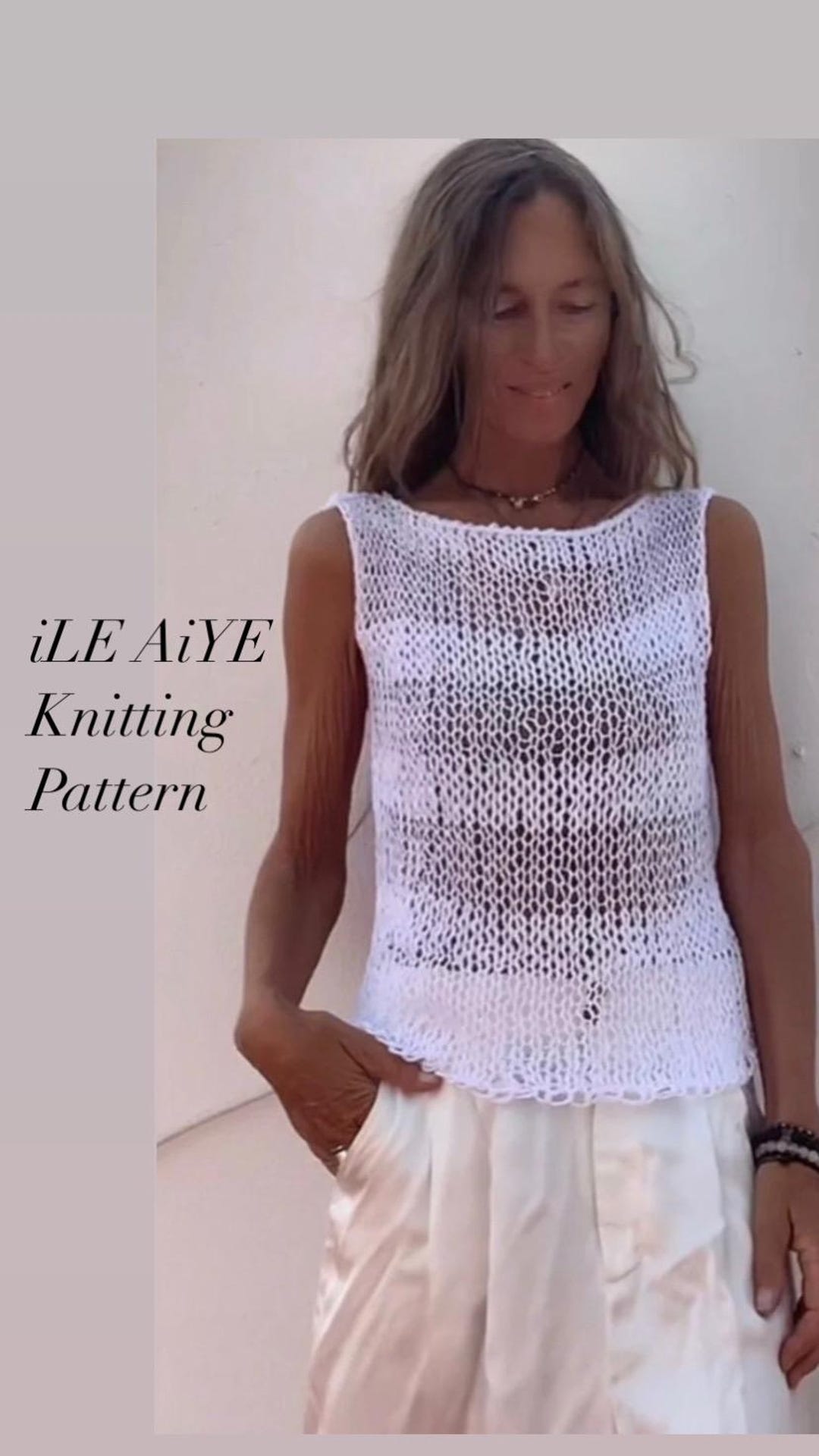 KNITTING PATTERN Sheer Knit Tank Top/easy Beginners Knit Top /vest ...