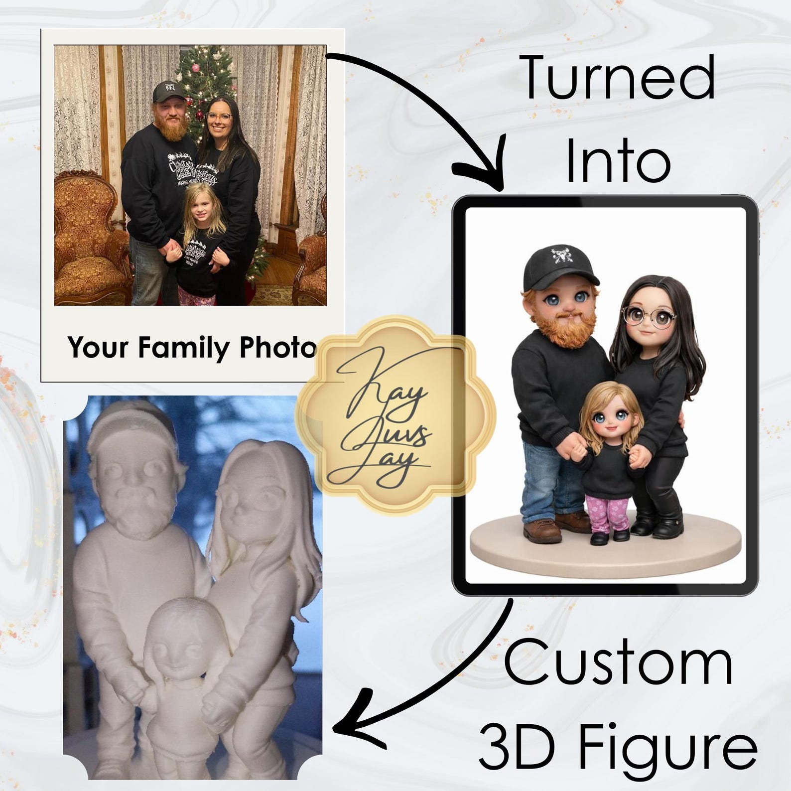 Custom Family Photo to 3D Printed Figurine | Personalized Keepsake - Etsy