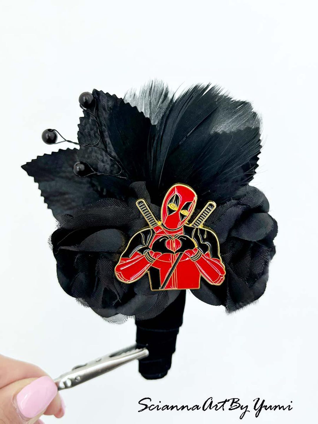 Deadpool Boutonniere: Superhero Wedding Lapel Pin With Black Rose - Etsy