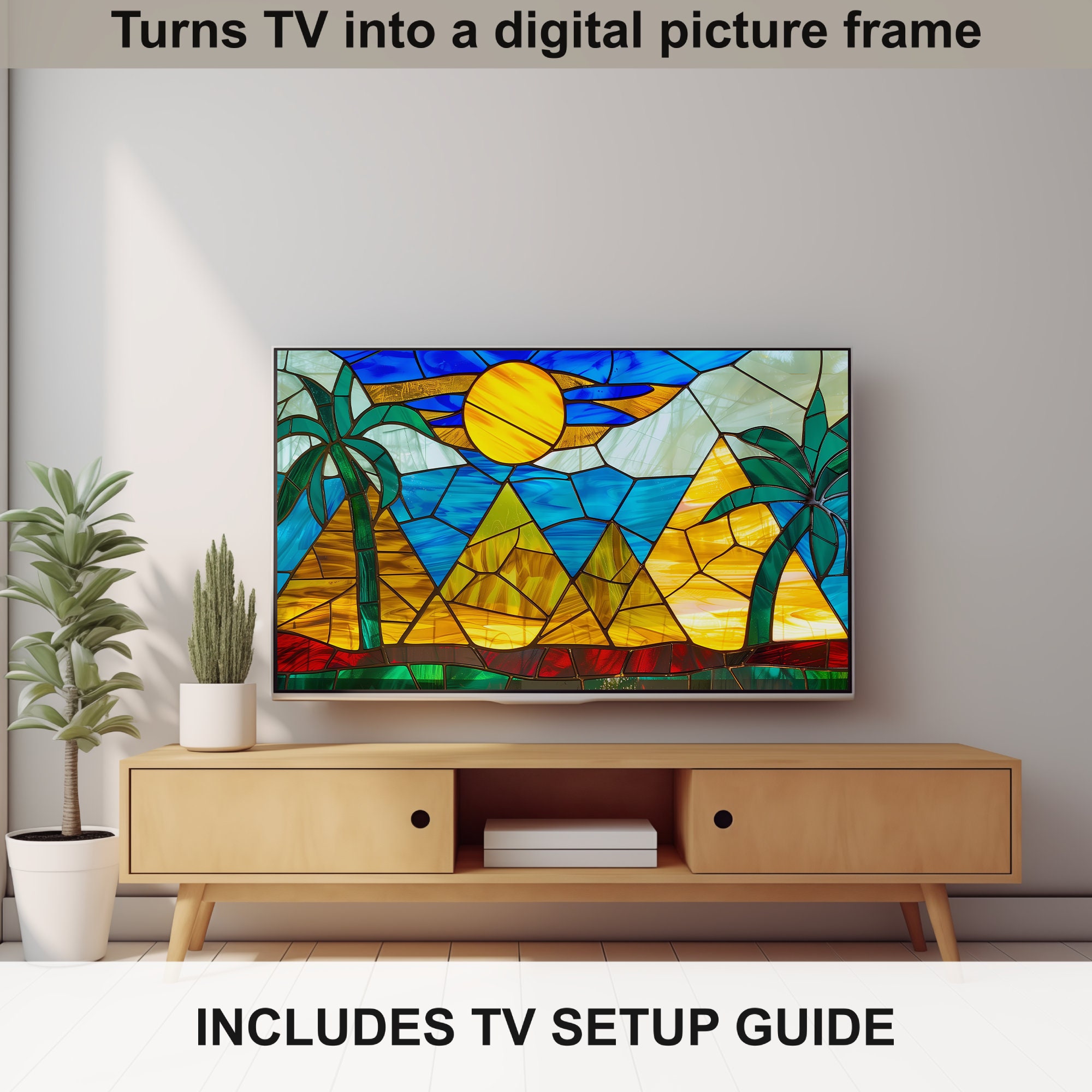 Egyptian Pyramids Stained Glass Art Digital Picture Frame Printable ...