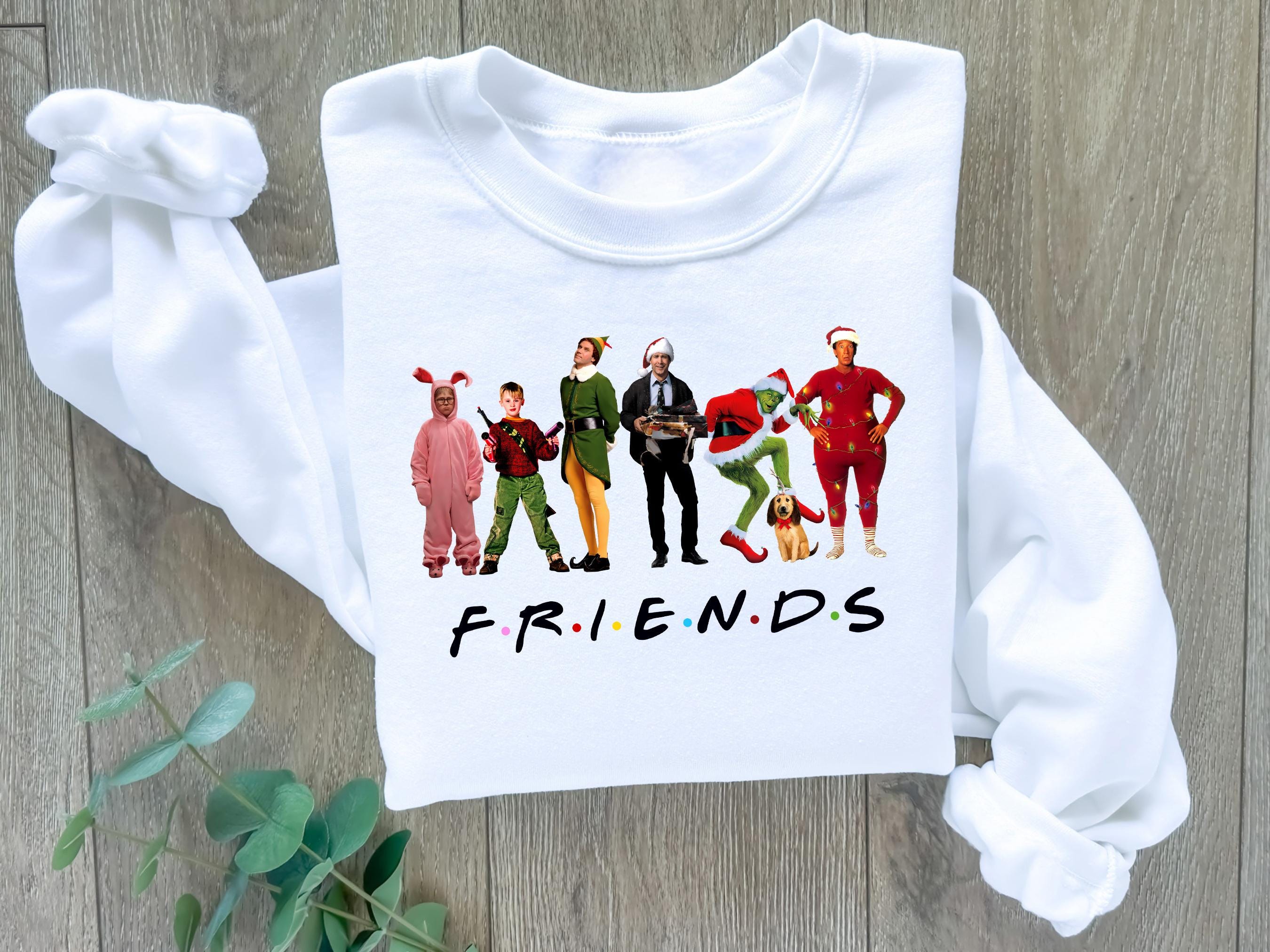 Funny Christmas Movie Characters Sweatshirt, Friends Holiday Crewneck ...