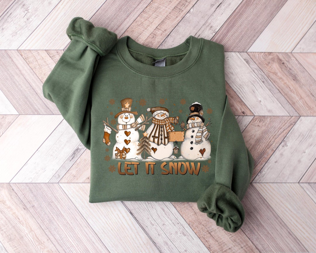 Let It Snow Snowman Christmas Sweatshirt, Christmas Snowman Sweatshirt ...