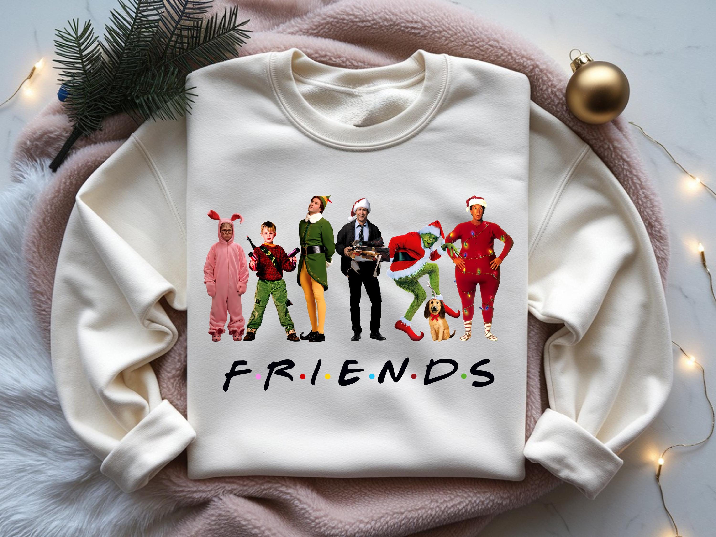 Funny Christmas Movie Characters Sweatshirt, Friends Holiday Crewneck ...