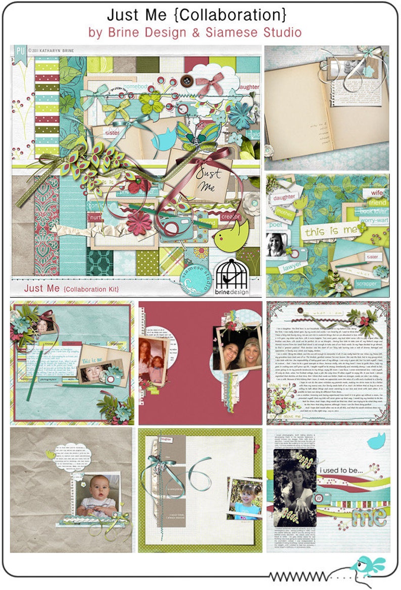 Just Me Digital Scrapbooking Element Kit - Etsy