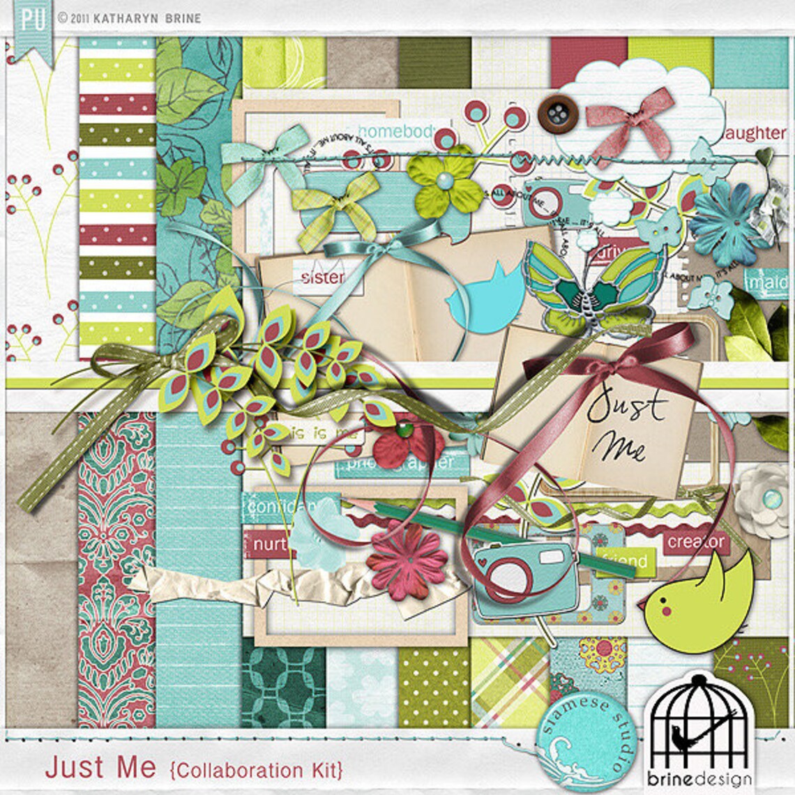Just Me Digital Scrapbooking Element Kit - Etsy