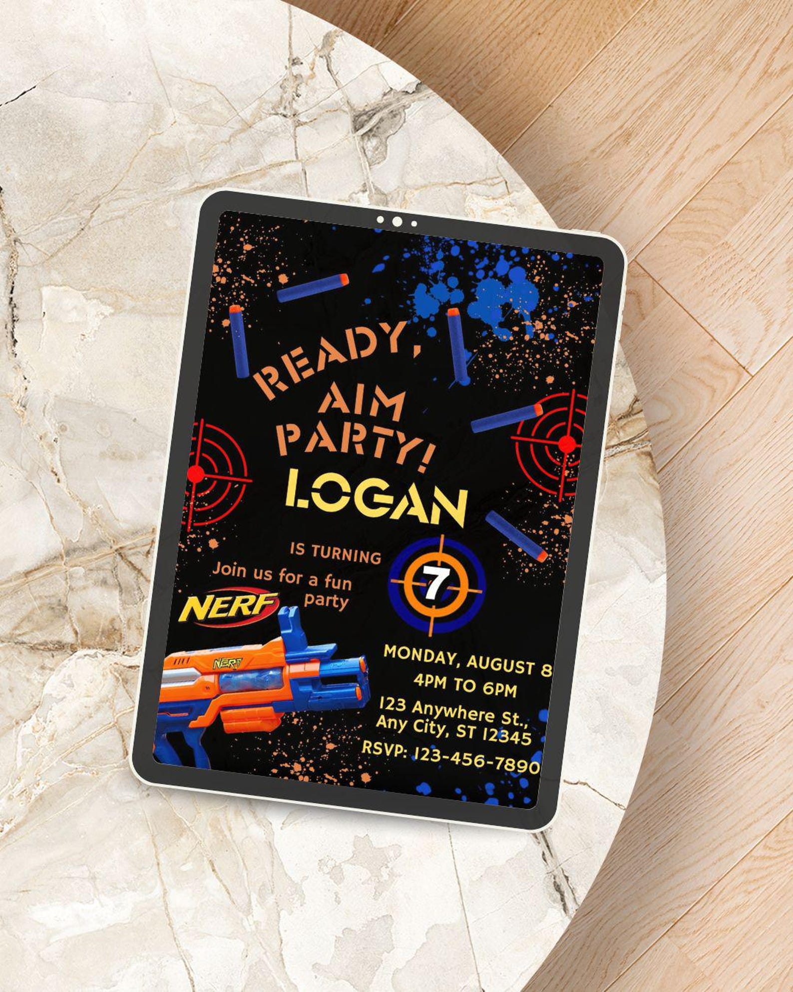 Editable Dart Gun Invitation Template, Dart Gun Birthday Invitation ...