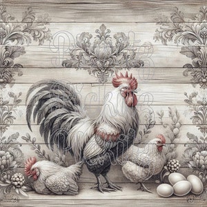 Roosters and Shiplap Square Bundle, 4 Styles, Farmhouse, Instant ...