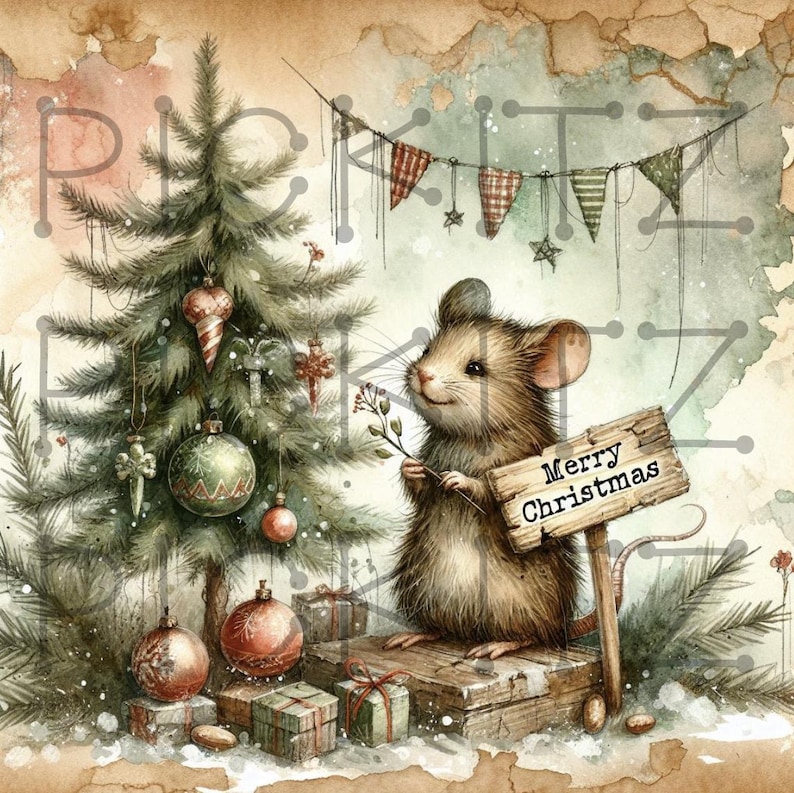 Christmas Mouse Bundle, 4 Styles, Farmhouse, Instant Download ...