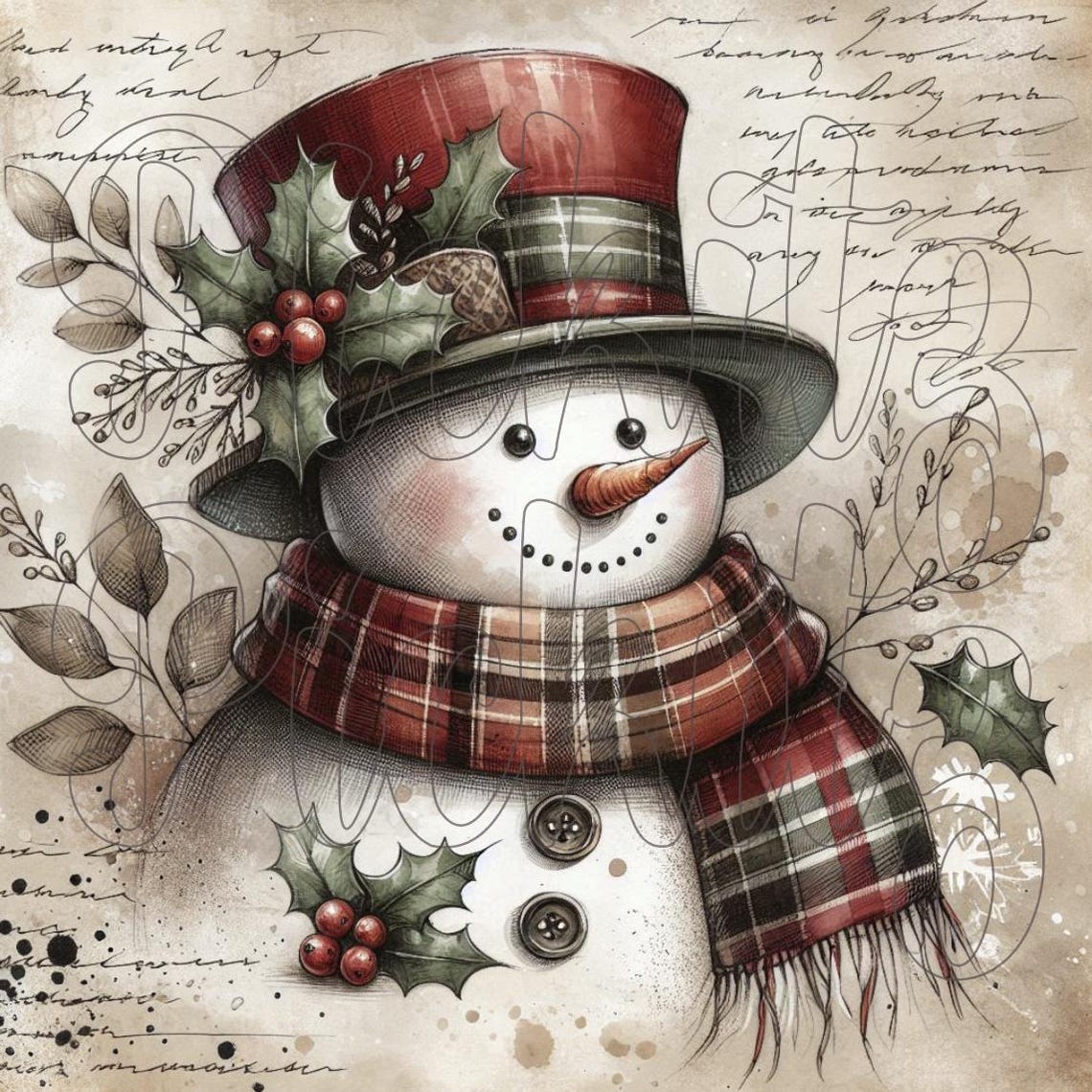 Snowman Square Bundle, 3 Styles, Farmhouse, Instant Download, Printable ...