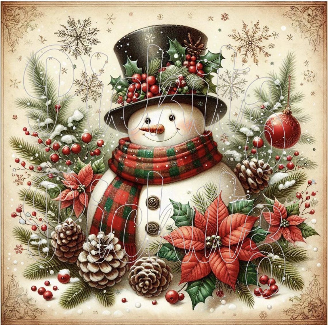 Snowman Square Bundle, 3 Styles, Farmhouse, Instant Download, Printable ...