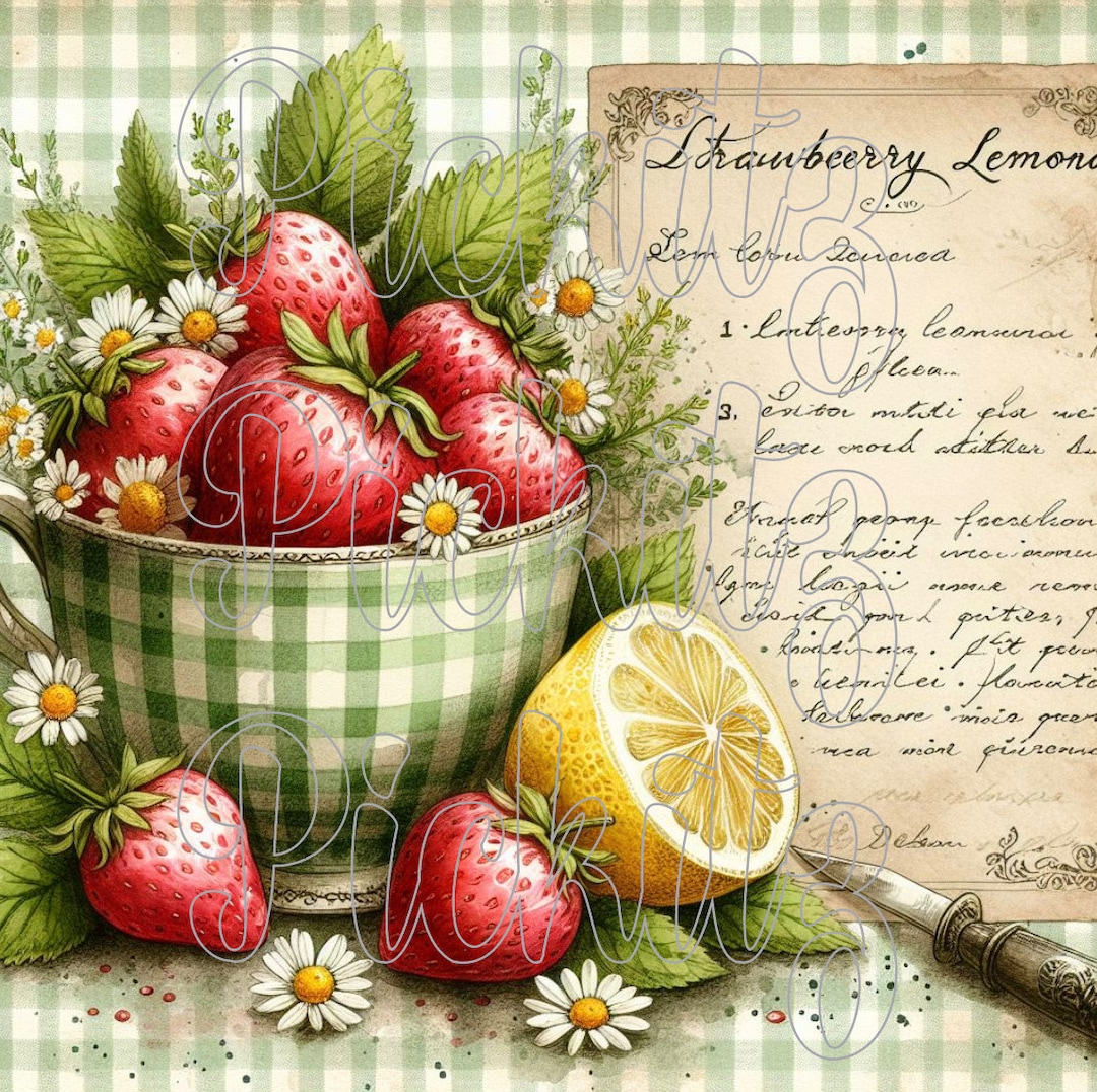 Strawberry Lemonade Bundle, 4 Styles, Primitive Farmhouse, Instant ...