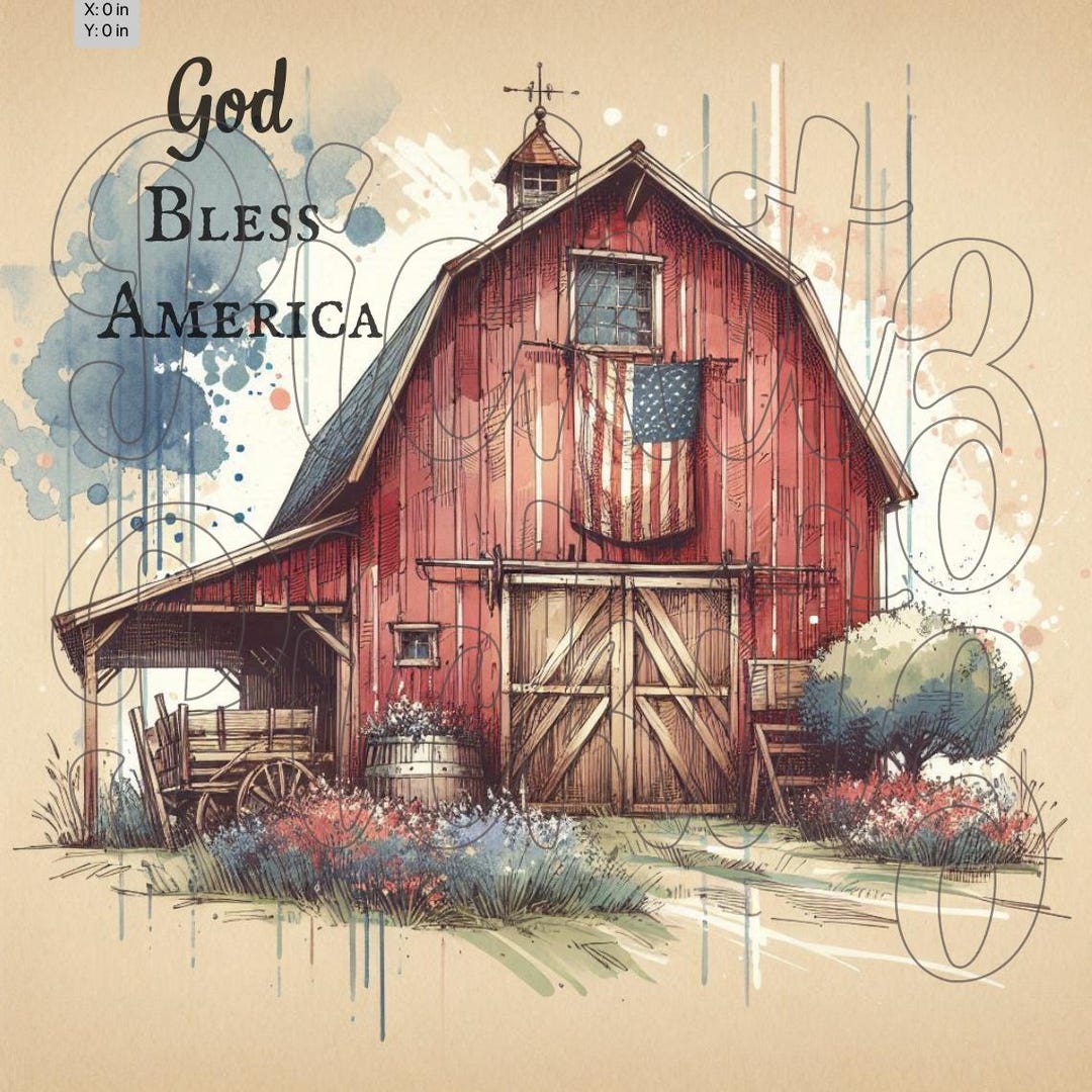 Patriotic God Bless America, Primitive Farmhouse, Instant Download ...