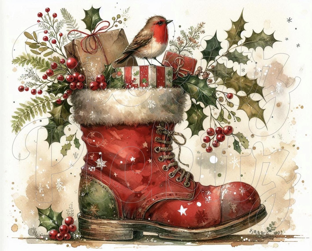 Santa Boot Bundle, 4 Styles, Farmhouse, Instant Download, Printable ...