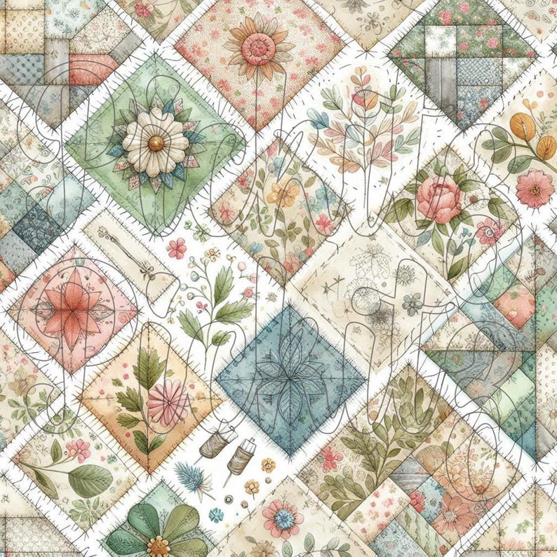 Quilts Bundle, 4 Styles, Primitive Farmhouse, Instant Download ...