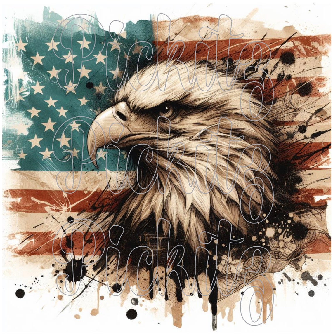 Patriotic Eagle, Flag, Bundle, 4 Styles, Primitive Farmhouse, Instant ...