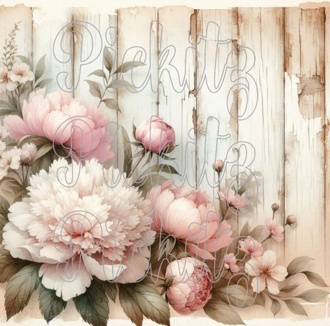 Shiplap and Peonies Squares Bundle, 4 Styles, Primitive Farmhouse ...