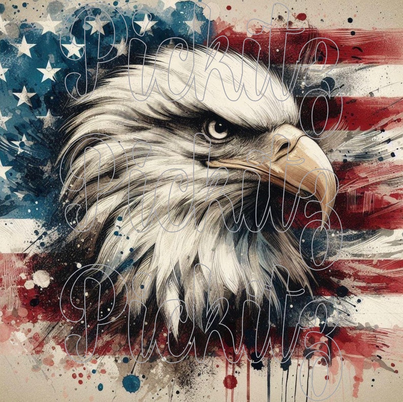 Patriotic Eagle Bundle, 4 Styles, Primitive Farmhouse, Instant Download ...
