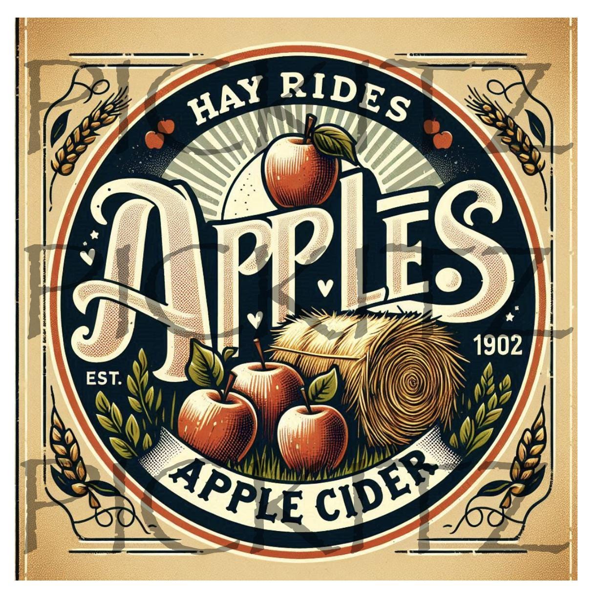Apples, Primitive Farmhouse, Instant Download, Printable 8x8 ...