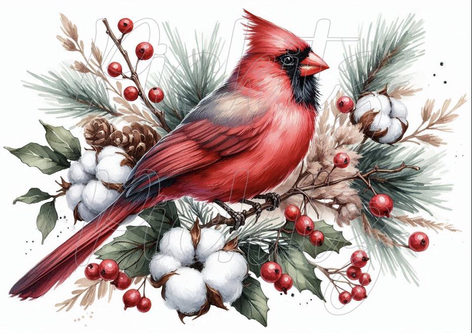 Christmas Cardinals Bundle, 4 Styles, Farmhouse, Instant Download ...