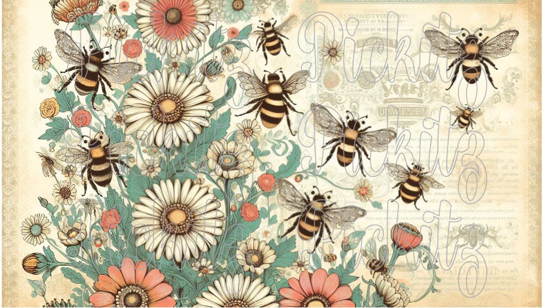 Bee Paper Bundle, 4 Styles, Primitive Farmhouse, Instant Download ...