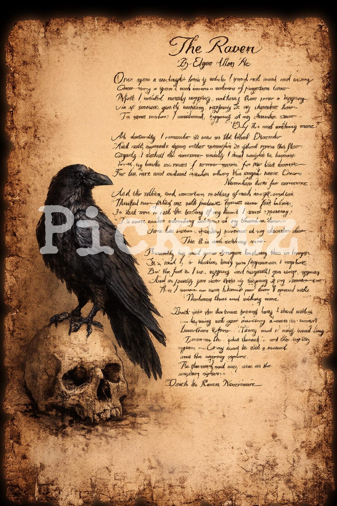 The Raven, Primitive Farmhouse, Instant Download, Printable 8x8 ...