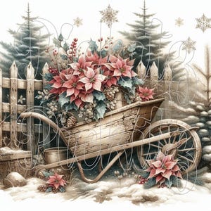 Christmas Wheelbarrow Bundle, 3 Styles, Primitive Farmhouse, Instant ...