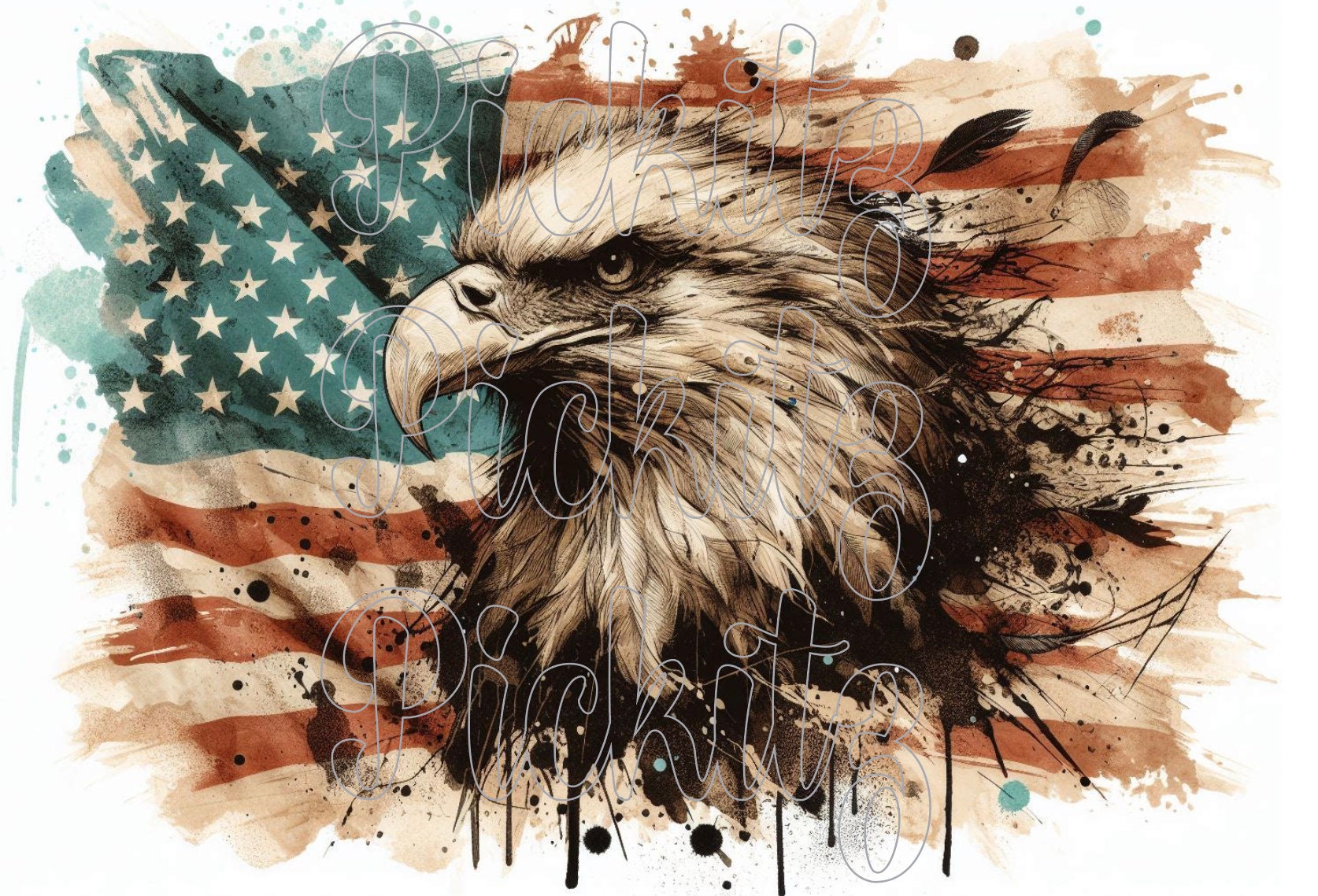 Patriotic Eagle, Flag, Bundle, 4 Styles, Primitive Farmhouse, Instant ...