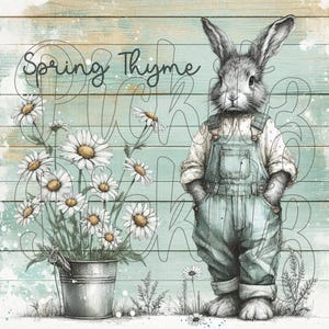Spring Bunny Bundle, 4 Styles, Farmhouse, Instant Download, Printable ...