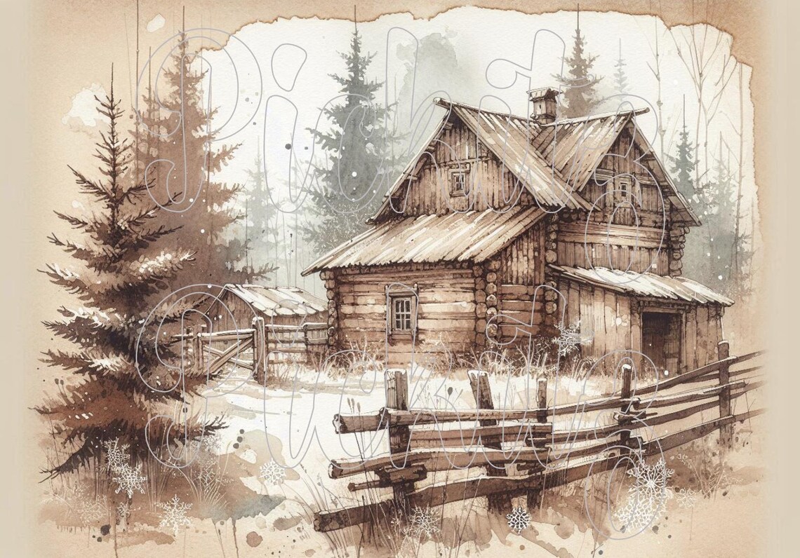 Old Barn Scene, 4 Styles, Primitive Farmhouse, Instant Download ...