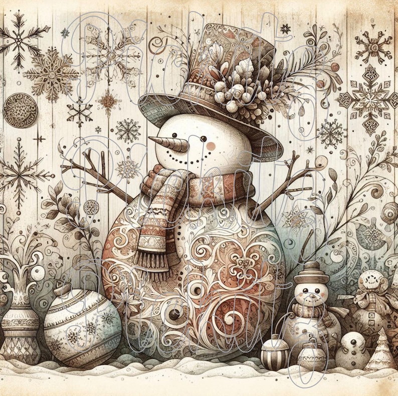 Snowman Square Bundle, 4 Styles, Farmhouse, Instant Download, Printable ...