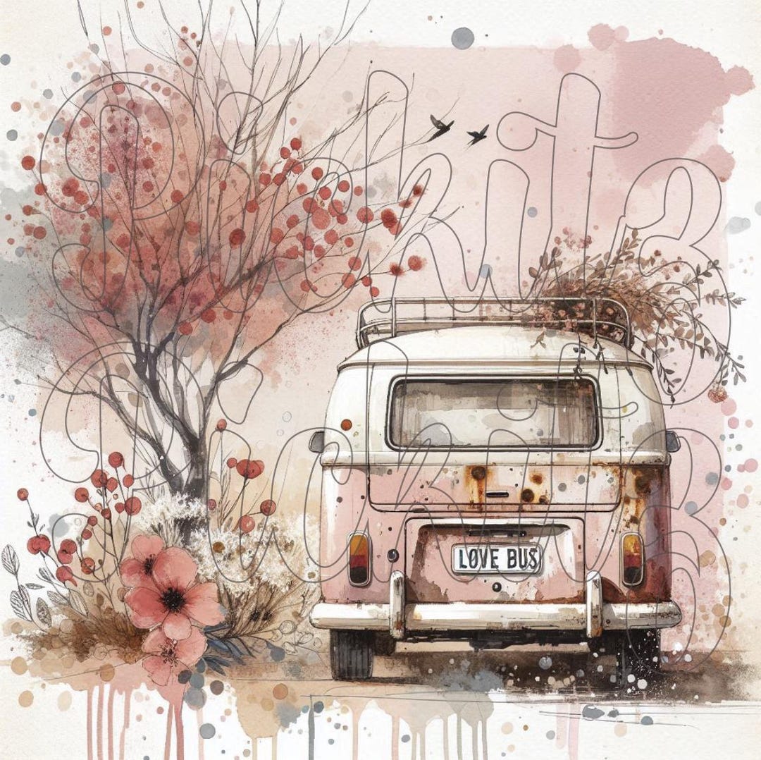Vintage Van, 4 Style Bundle Instant Download, Printable, Sublimation ...