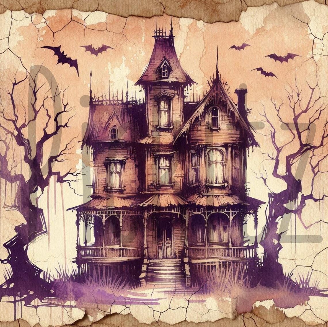 Haunted House Bundle, 4 Styles, Primitive Farmhouse, Instant Download ...