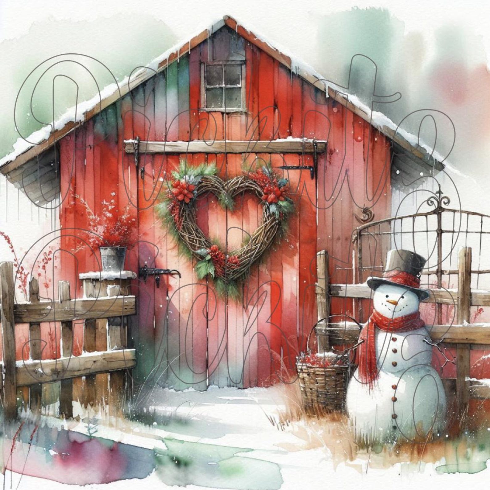 Primitive Valentines Day Snowman, Snow Barn Scene, 4 Styles, Farmhouse ...