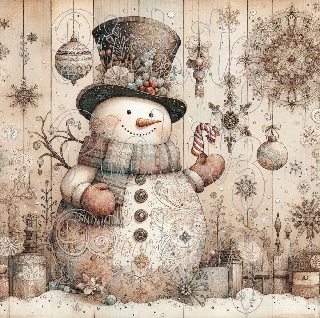 Snowman Square Bundle, 4 Styles, Farmhouse, Instant Download, Printable ...