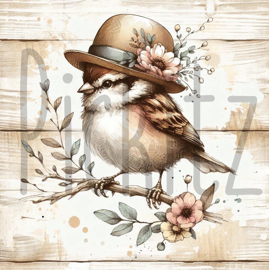 Spring Birdies, 4 Styles, Primitive Farmhouse, Instant Download ...