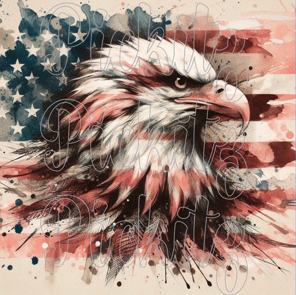 Patriotic Eagle Bundle, 4 Styles, Primitive Farmhouse, Instant Download ...