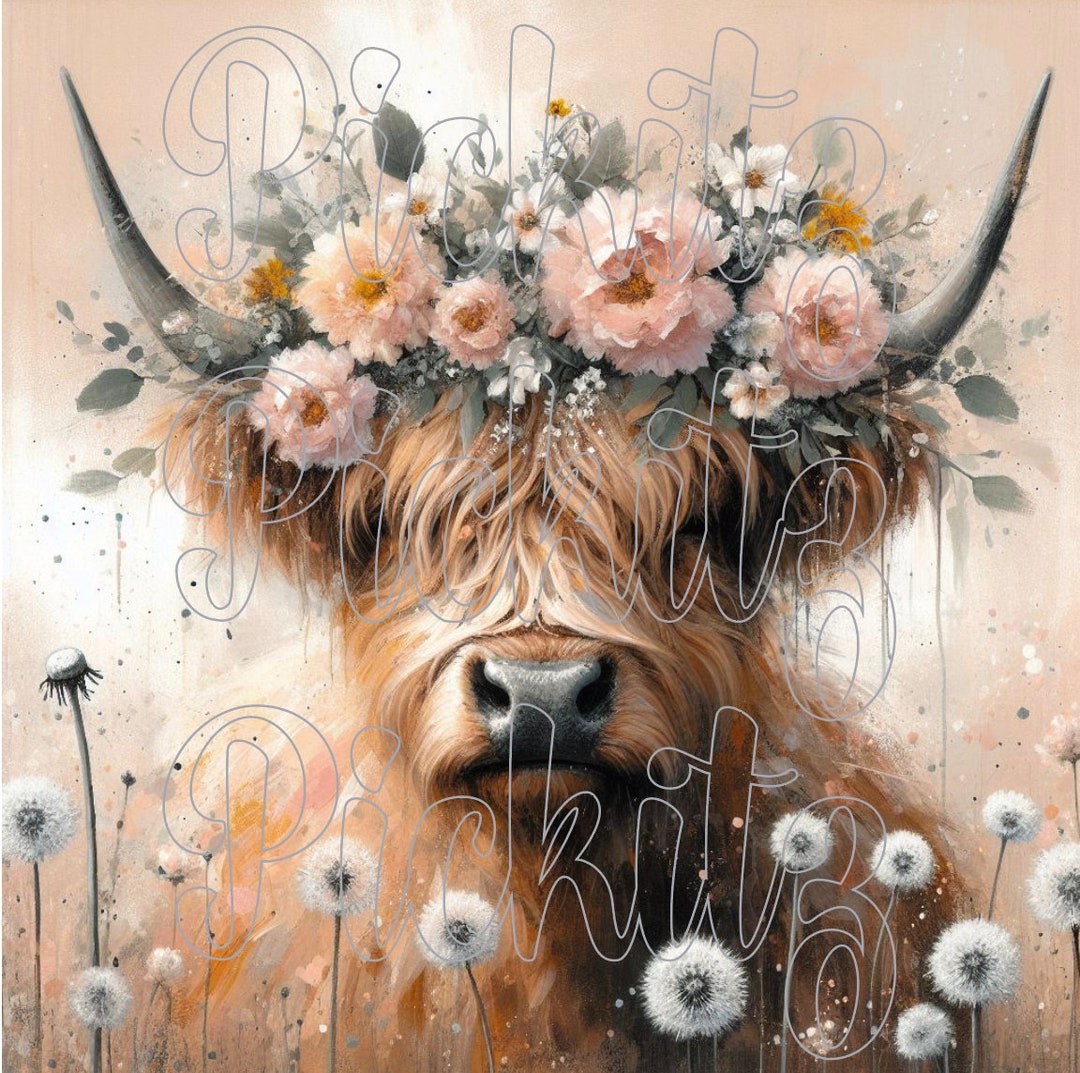 Highland Cow Bundle, 4 Styles, Primitive Farmhouse, Instant Download ...