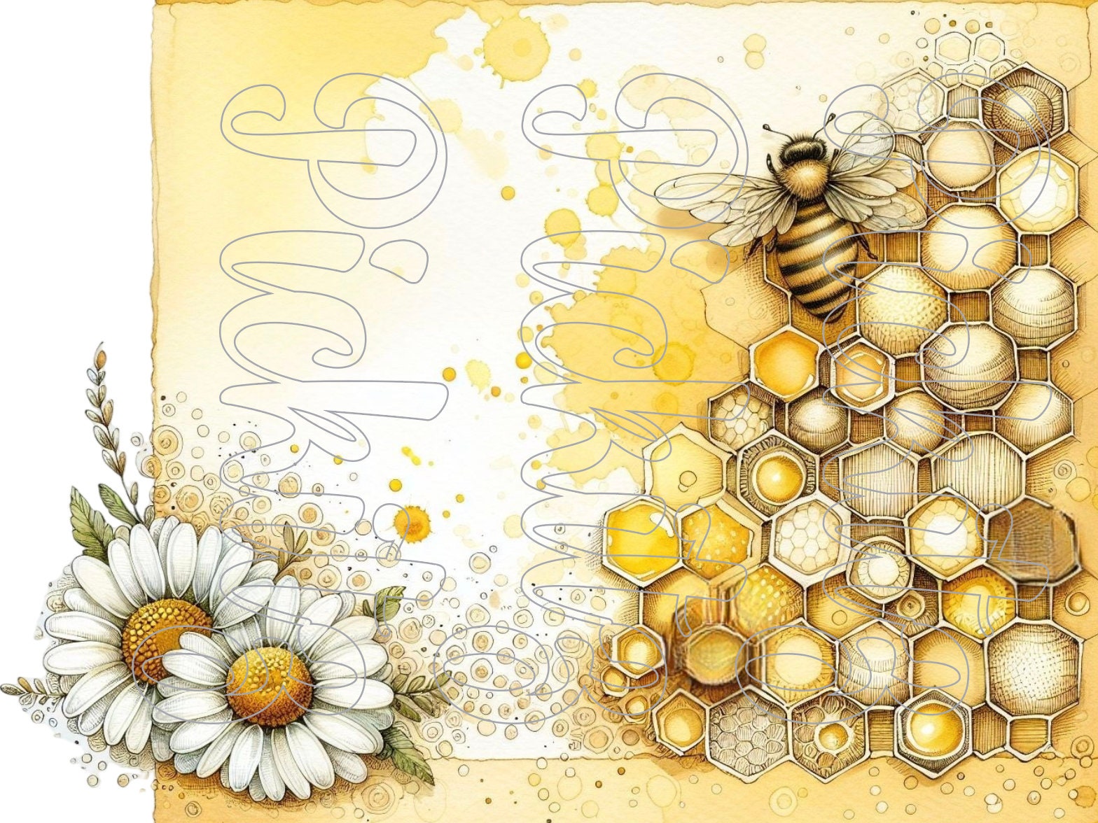 Honeycomb, Bees and Daisies Bundle, 4 Styles, Primitive Farmhouse ...