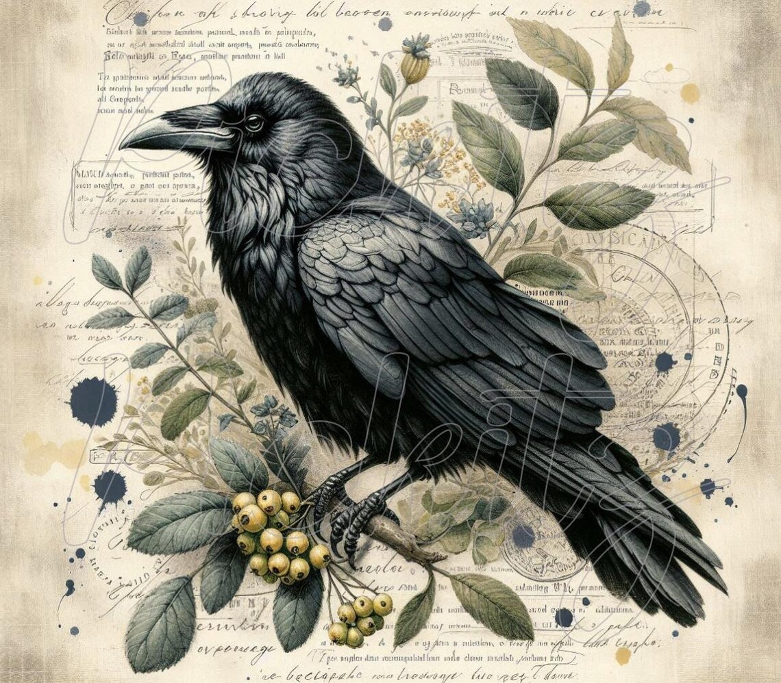 Raven Bundle, 3 Styles, Primitive Farmhouse, Instant Download ...