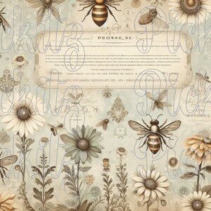 Bee Papers Bundle, 4 Styles, Primitive Farmhouse, Instant Download ...