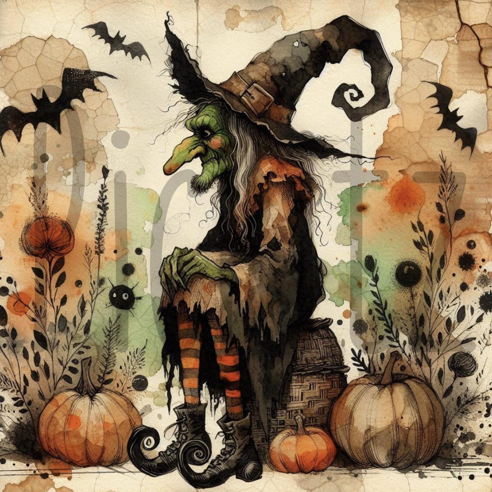 Wicked Witch Bundle, 4 Styles, Primitive Farmhouse, Instant Download ...