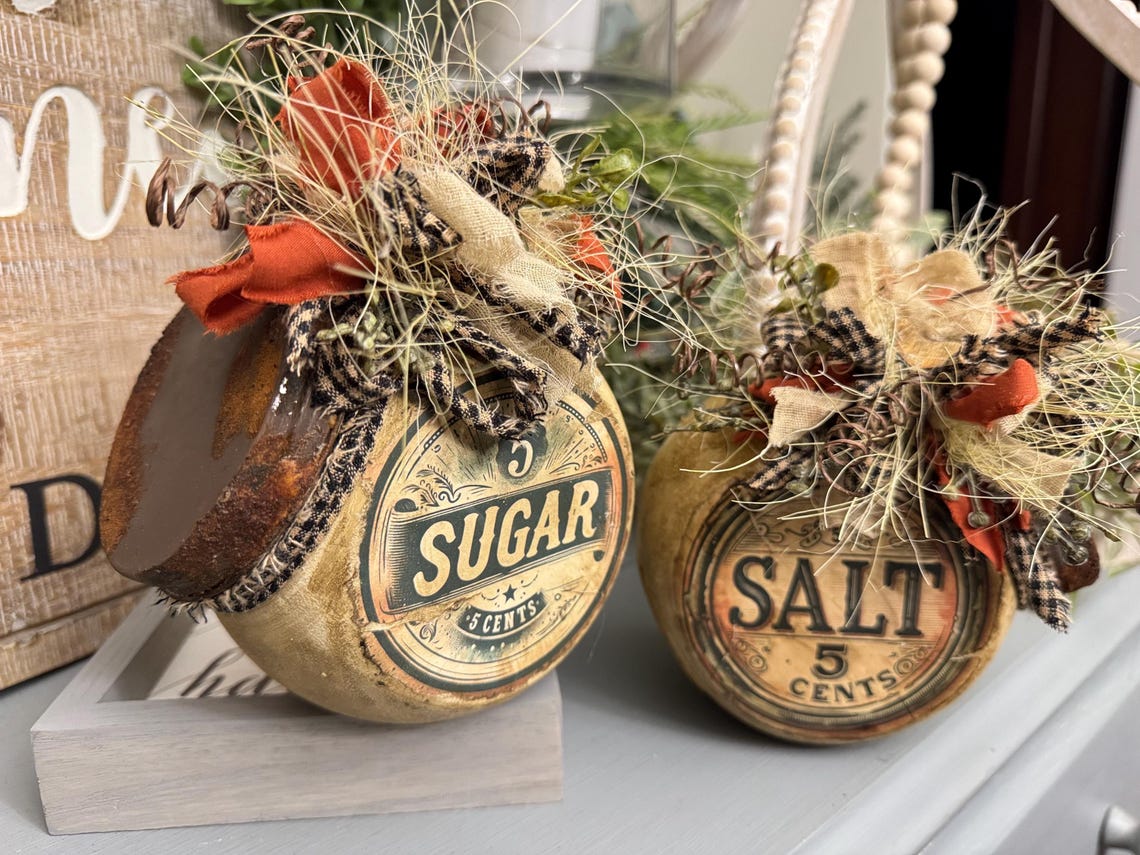 Primitive Salt Labels, Bundle, 4 Styles, 8x8 Inch Primitive Farmhouse ...